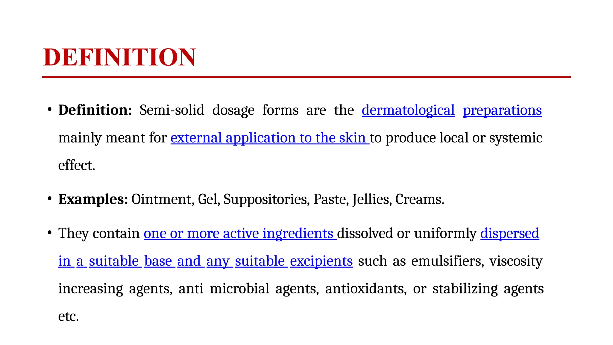 Sem-solid dosage form, mechanism, types, preparation of creams, gel ...