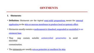 Sem-solid dosage form, mechanism, types, preparation of creams, gel ...