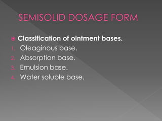 Semisolid dosage form (ointment) | PDF | Skin and Dermatology ...