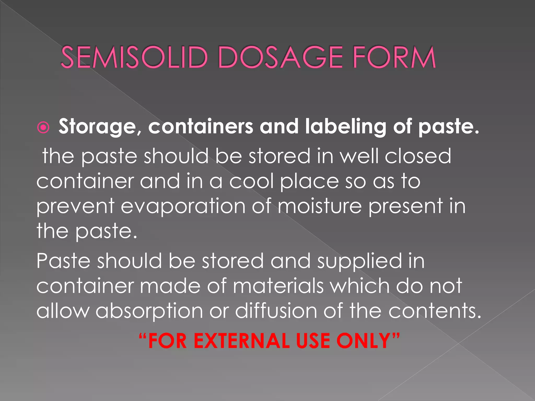 Semisolid dosage form (paste, jellies, and poulties) | PDF