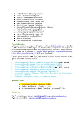 5th International Conference on Software Engineering and Managing Information Technology (SEMIT ...