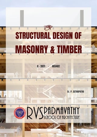 SEM IV 3402 Structural Design of Masonry and Timber , B ARCH, ANNA ...