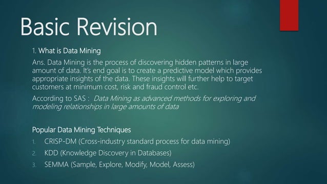 Data Mining Technique - SEMMA | PPTX