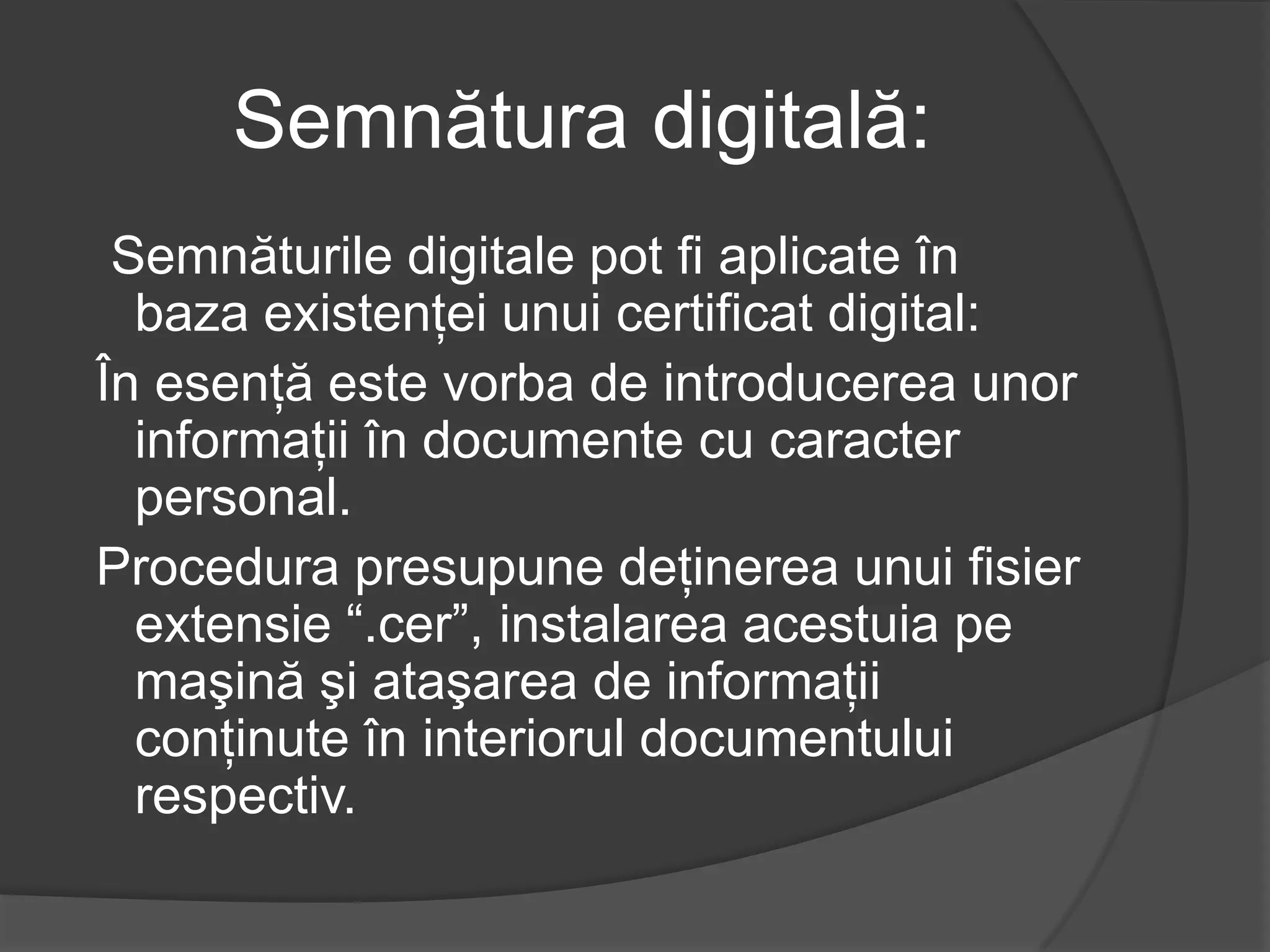 Semnatura digitala a unui document | PPTX