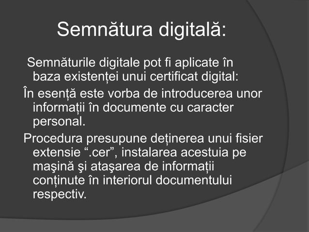 Semnatura digitala a unui document | PPTX
