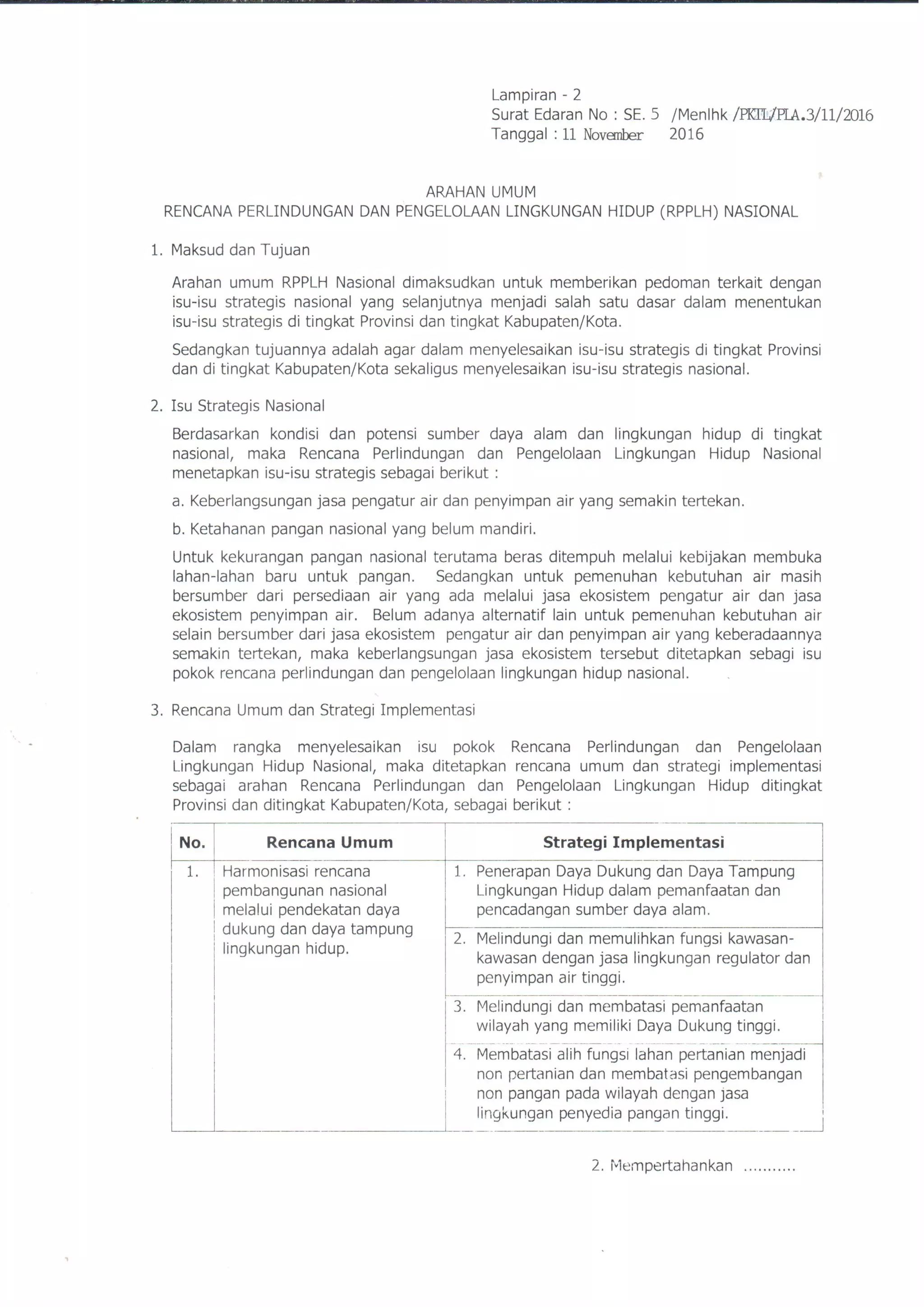 SE.5/MENLHK/PKTL/PLA.3/11/2016 - Penyusunan RPPLH Daerah | PDF