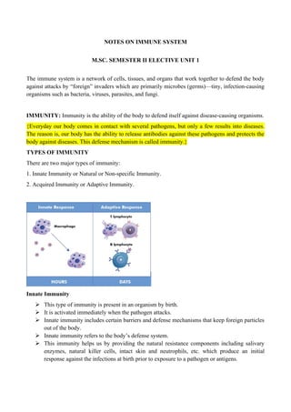 SEM ONE innate immunity and it's types msc | PDF
