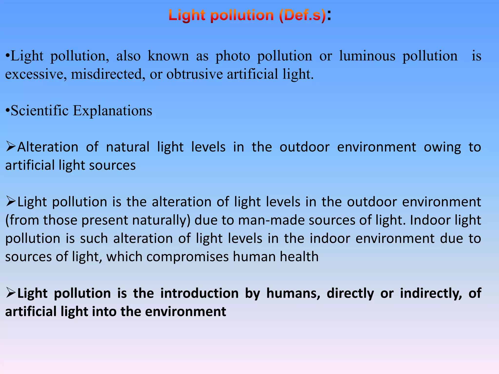 Light pollution:A detailed study on effects of Artificial Lights At ...