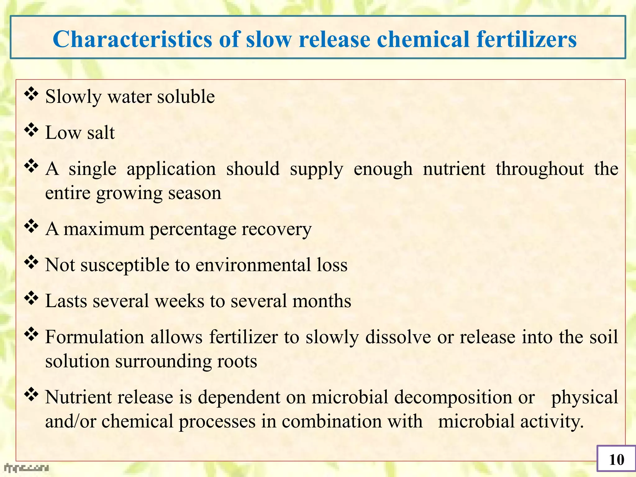 slow release fertilizer in crop production | PPT
