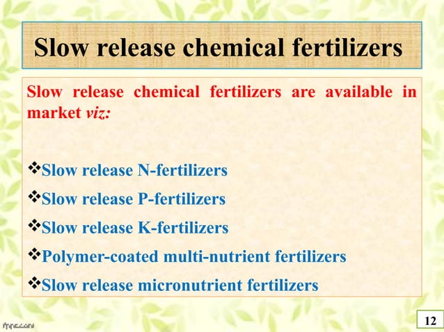 slow release fertilizer in crop production | PPT | Chemistry | Science