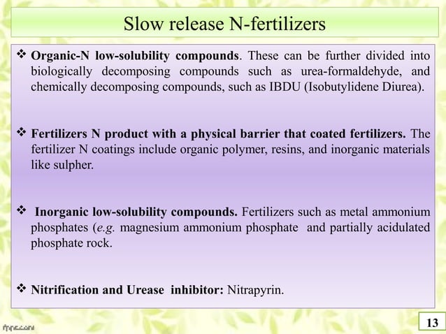 slow release fertilizer in crop production | PPT | Chemistry | Science