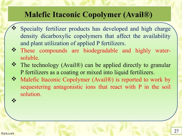 slow release fertilizer in crop production | PPT | Chemistry | Science