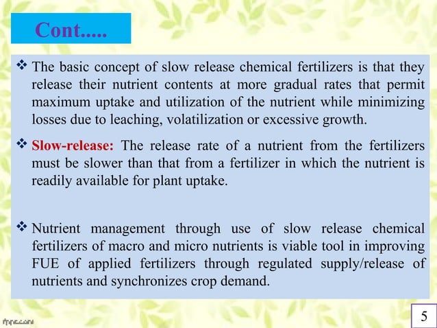 slow release fertilizer in crop production | PPT | Chemistry | Science