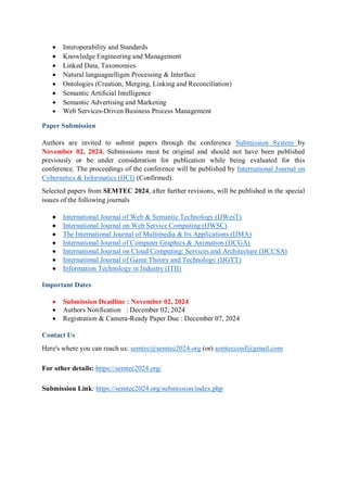 2nd International Conference on Semantic Technology (SEMTEC 2024) | PDF