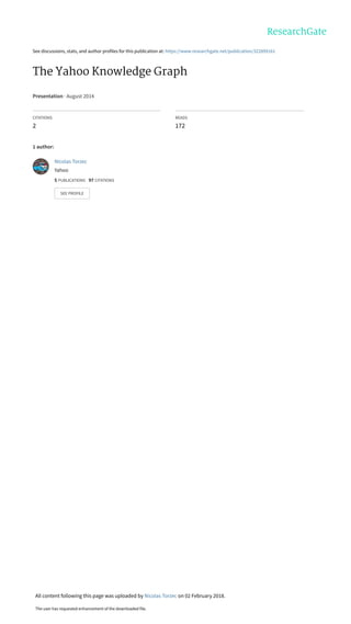 Yahoo's Knowledge Graph - 2014 slides | PDF | Search | Internet