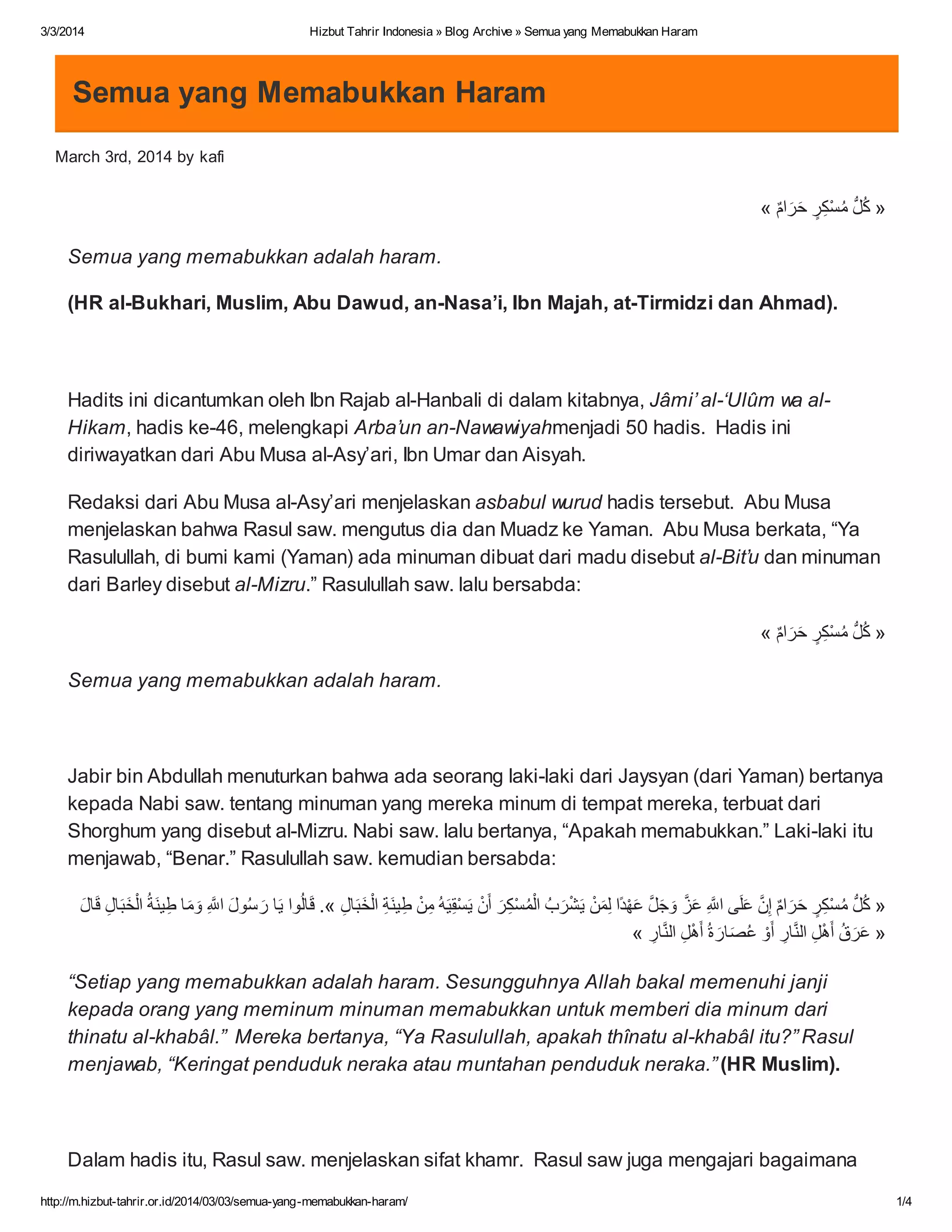 Semua yang memabukkan haram | PDF