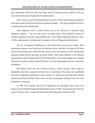 SEPARATION OF OVERLAPPED FINGERPRINTS | PDF