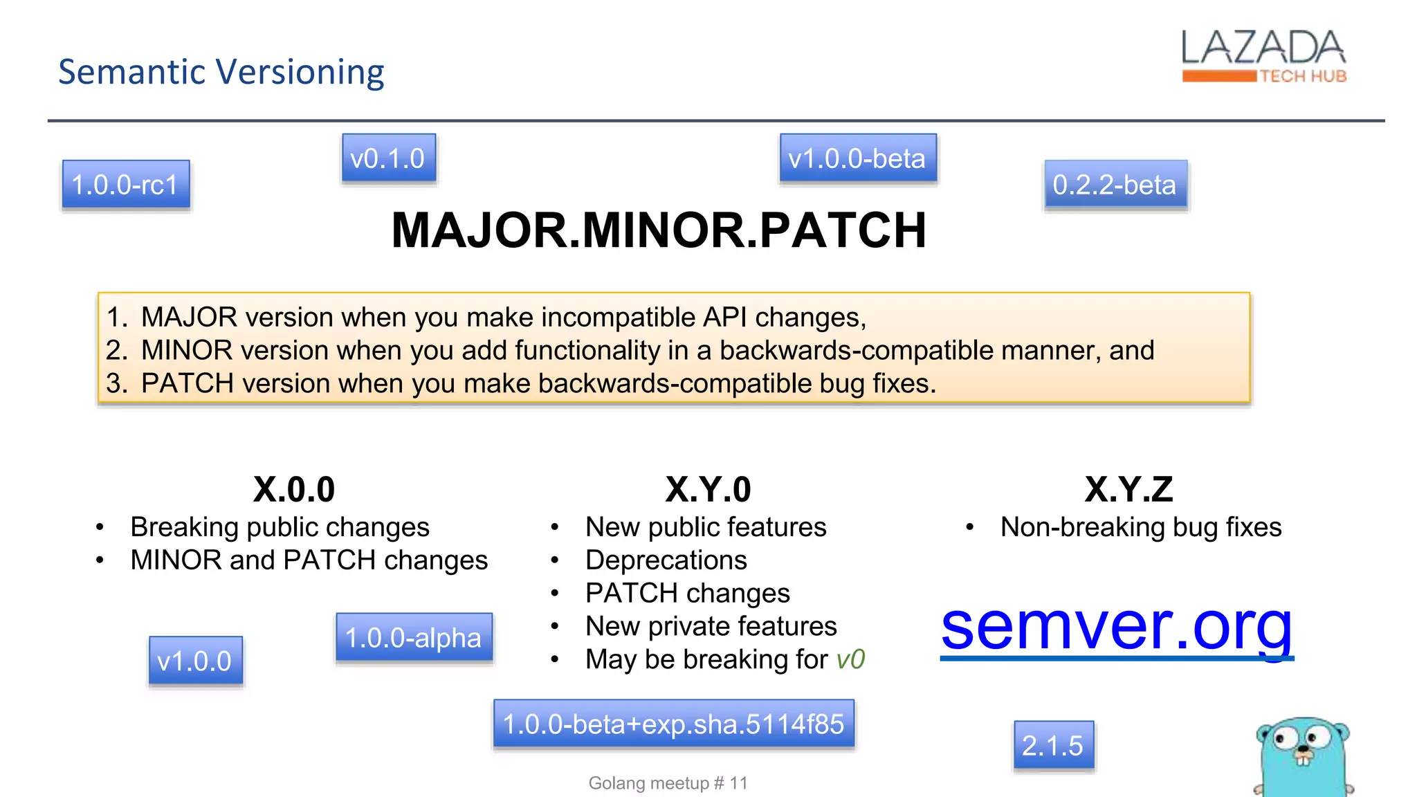 SemVer and microservices in go | PPTX