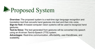 Sign language to text conversion power point presentation | PPTX