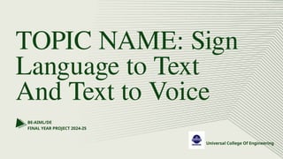 Sign language to text conversion power point presentation | PPTX