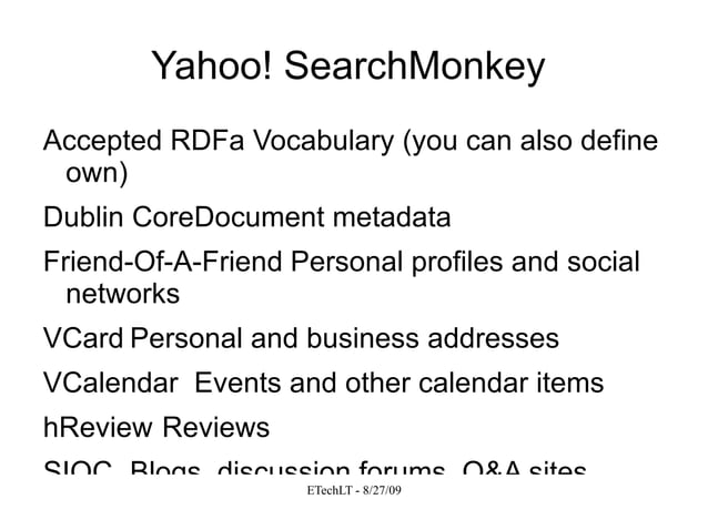 Quick Introduction to the Semantic Web, RDFa & Microformats | PPT