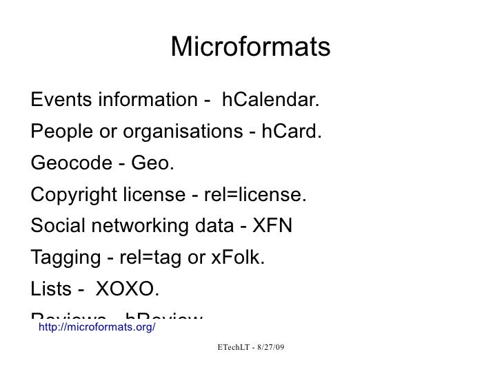 Quick Introduction to the Semantic Web, RDFa & Microformats