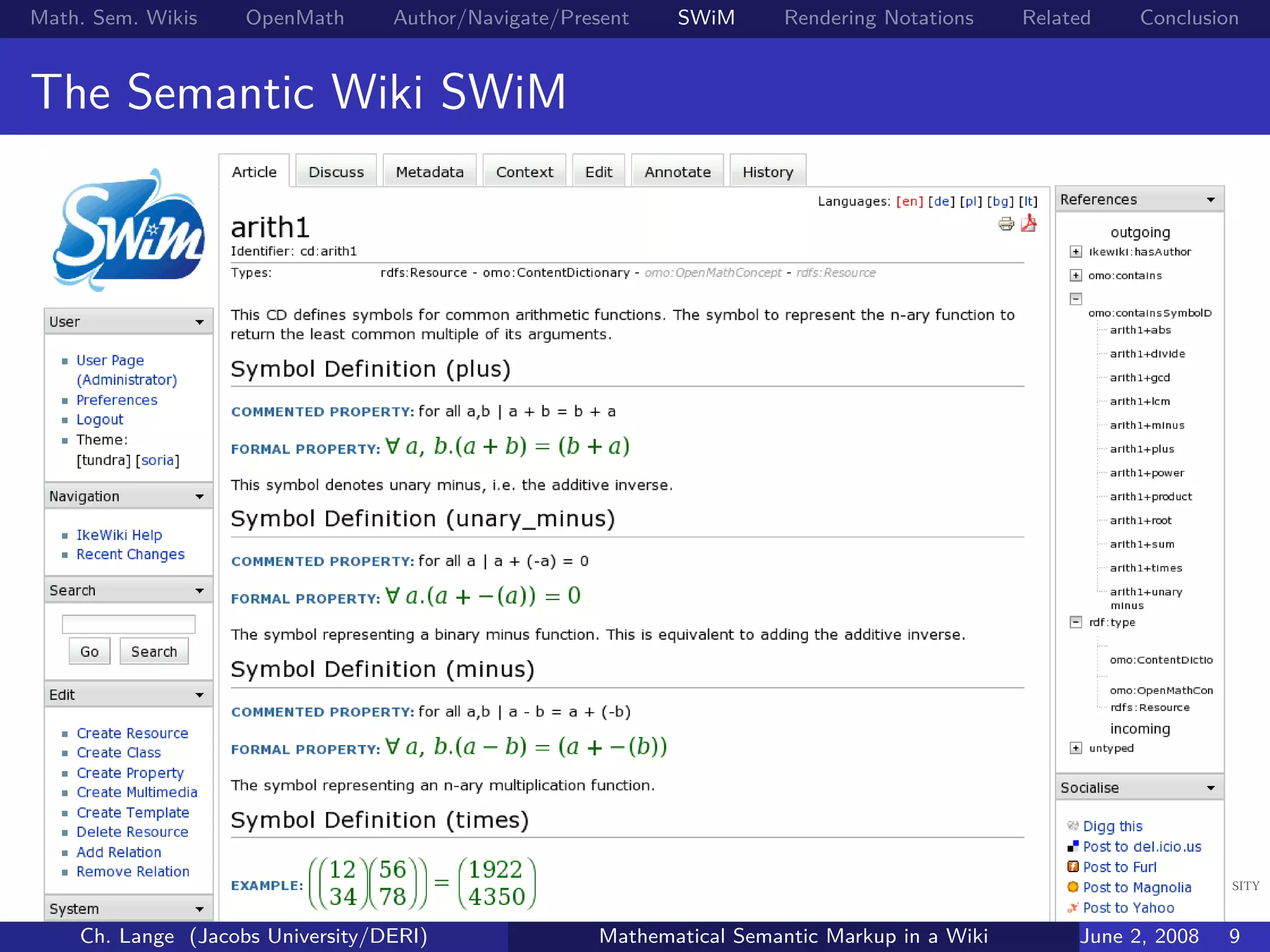 Mathematical Semantic Markup in a Wiki: the Roles of Symbols and Notations | PDF | Web Design ...