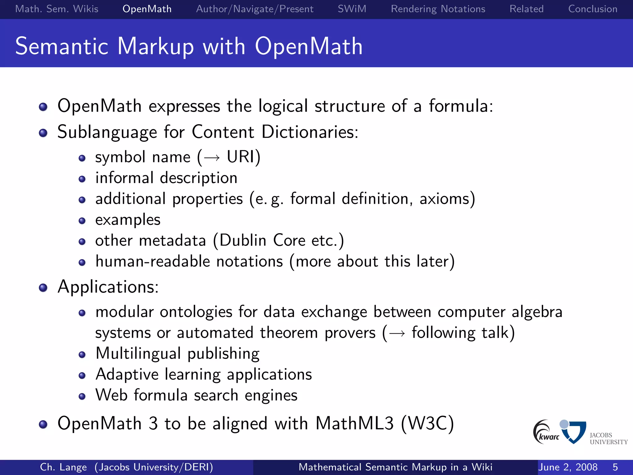Mathematical Semantic Markup in a Wiki: the Roles of Symbols and Notations | PDF | Web Design ...
