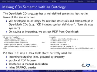 Mathematical Semantic Markup in a Wiki: the Roles of Symbols and Notations | PDF