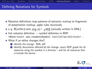 Mathematical Semantic Markup in a Wiki: the Roles of Symbols and ...