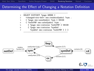 Mathematical Semantic Markup in a Wiki: the Roles of Symbols and ...