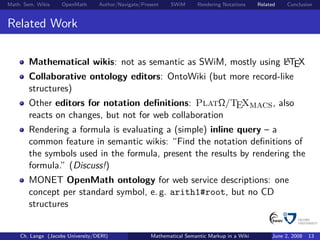 Mathematical Semantic Markup in a Wiki: the Roles of Symbols and Notations | PDF | Web Design ...