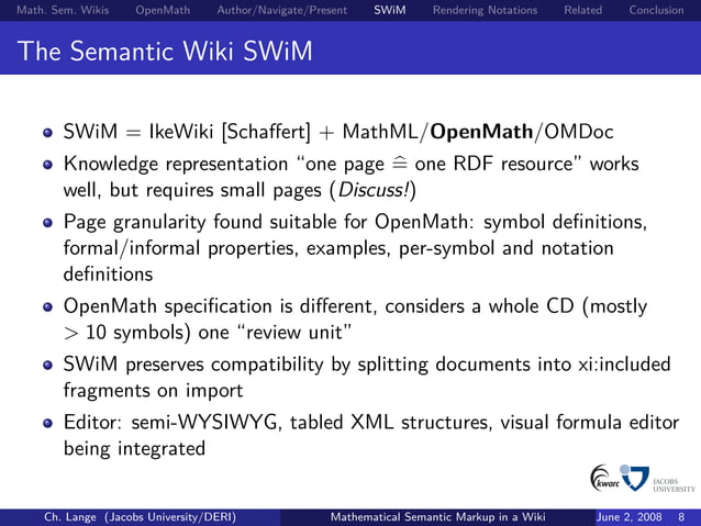 Mathematical Semantic Markup in a Wiki: the Roles of Symbols and Notations | PDF | Web Design ...