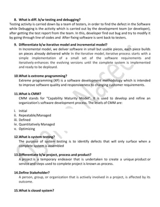 Software Engineering Past Papers (Short Questions) | PDF | Programming Languages | Computing