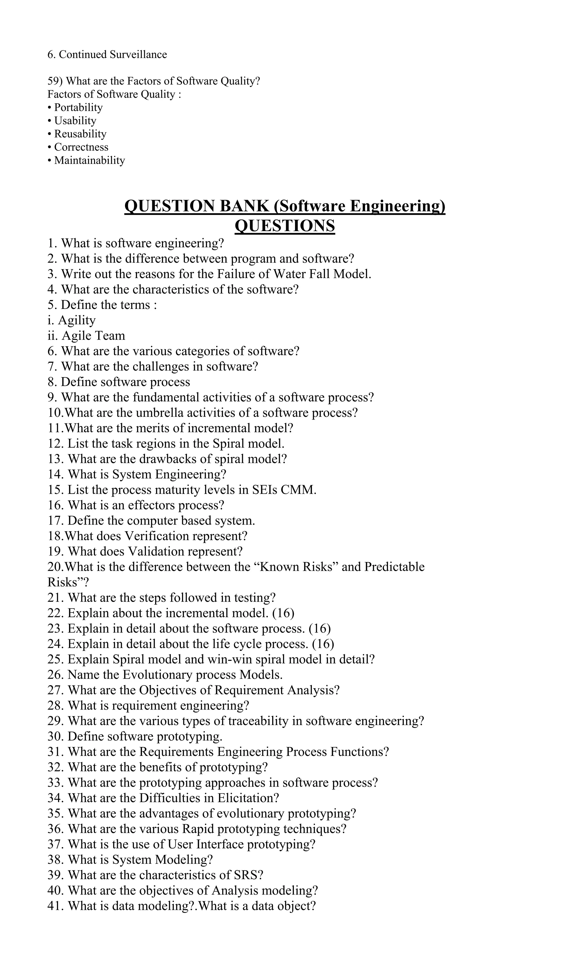 Software Engineering Important Short Question for Exams | PDF | Operating Systems | Computer ...