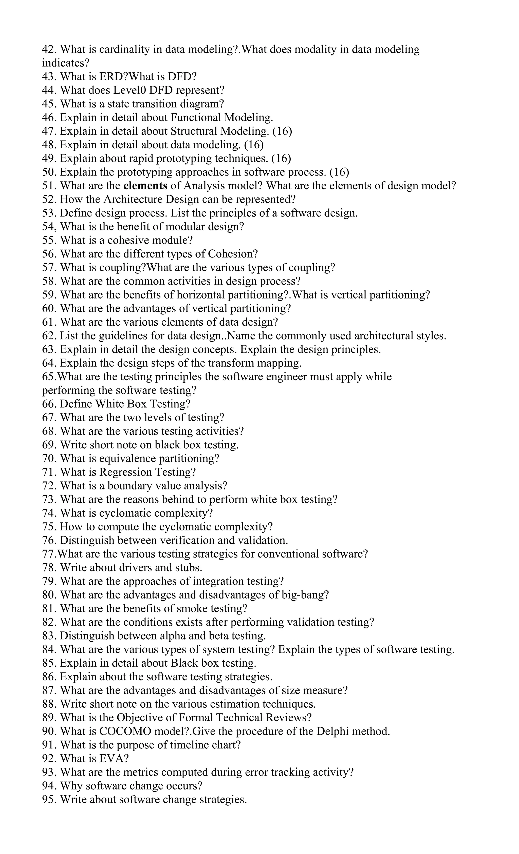 Software Engineering Important Short Question for Exams | PDF | Operating Systems | Computer ...