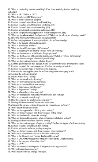 Software Engineering Important Short Question for Exams | PDF ...