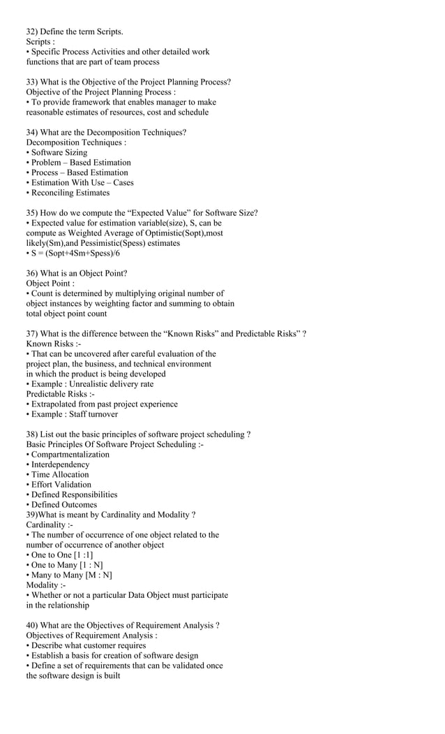 Software Engineering Important Short Question for Exams | PDF | Operating Systems | Computer ...