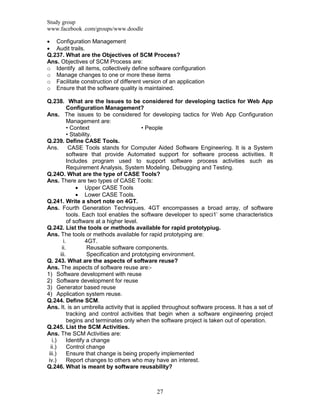 Software Engineering Past Papers Notes | PDF