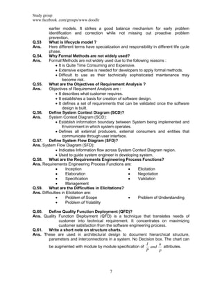 Software Engineering Past Papers Notes | PDF