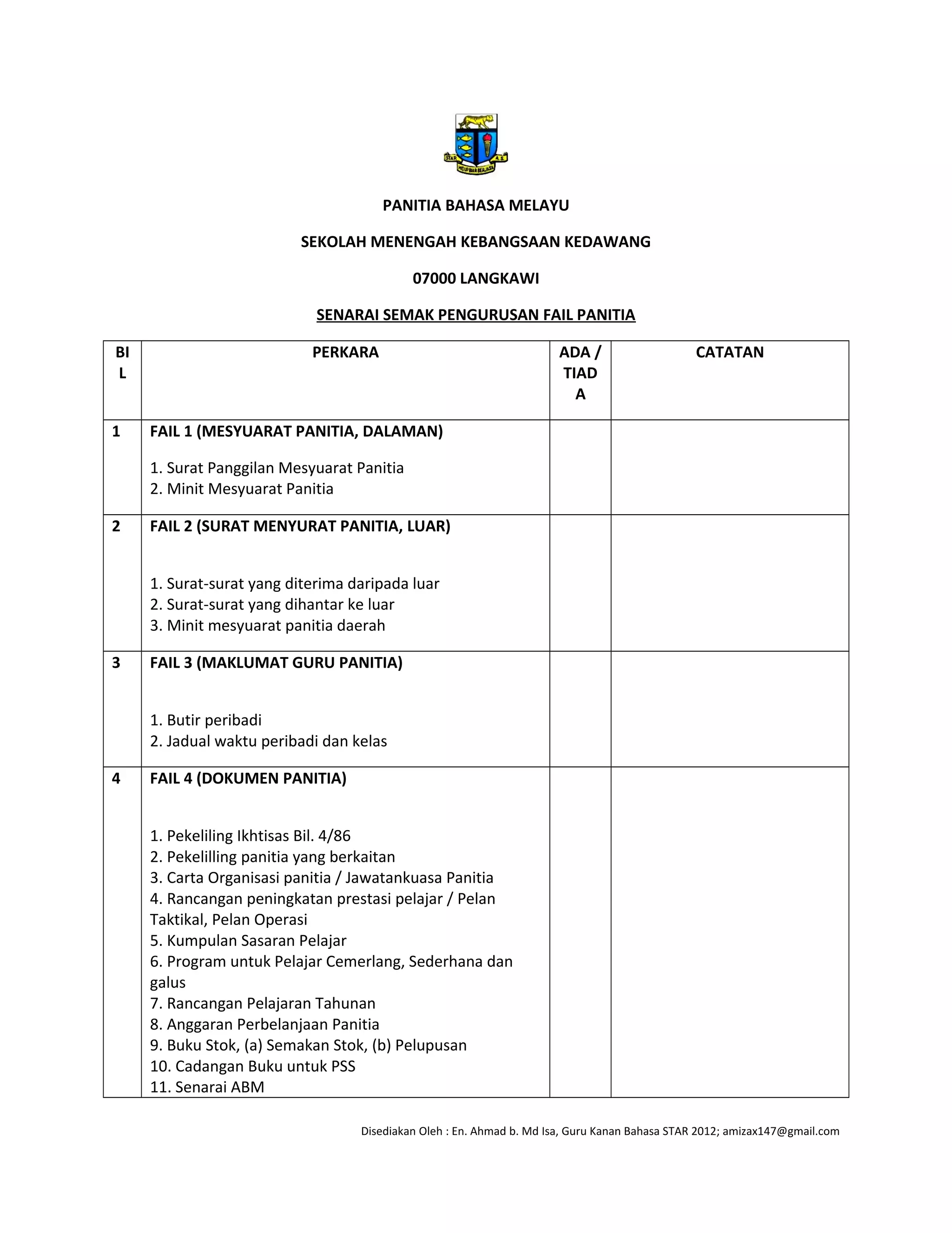 Senarai semak-pengurusan-fail-panitia-mata-pelajaran-jabatan-bahasa ...