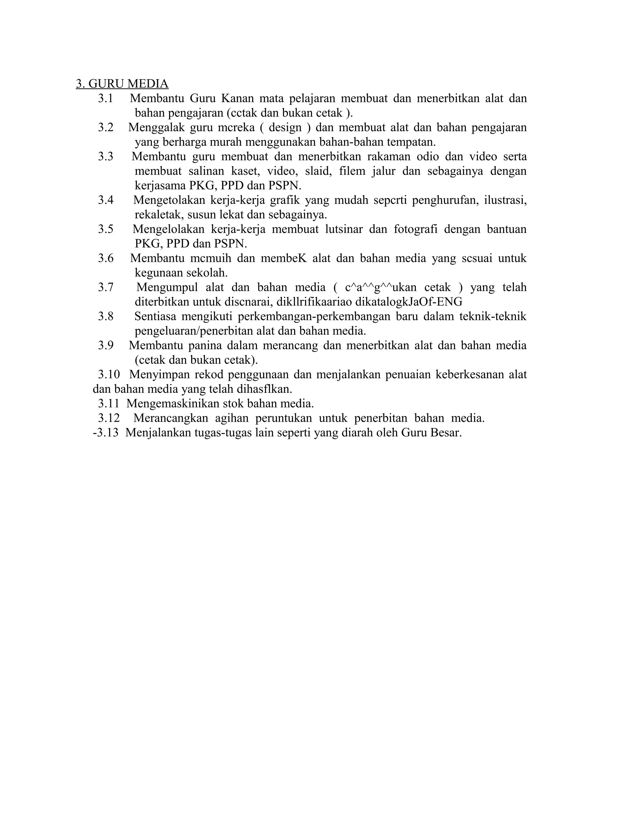 Senarai tugas guru media | PDF