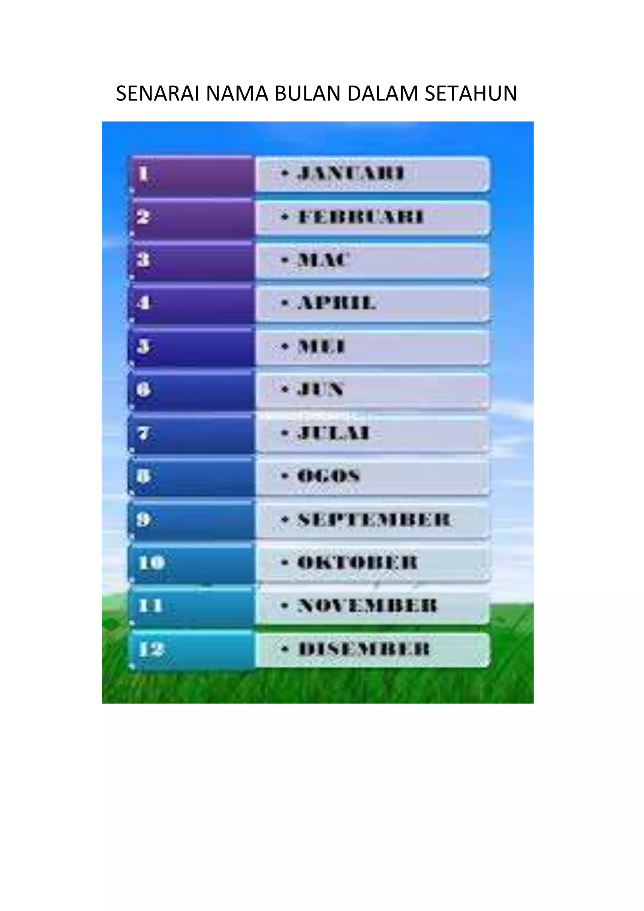 Senarai nama bulan dalam setahun | DOCX