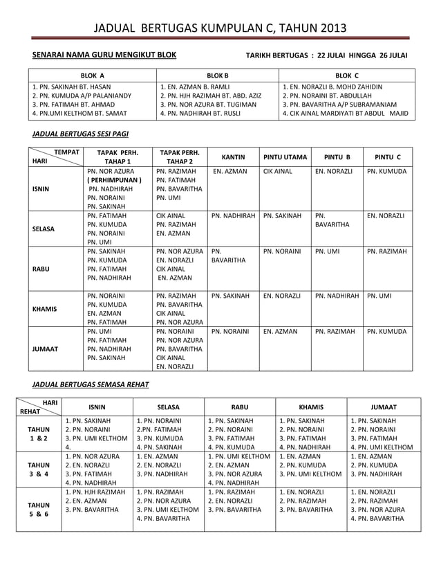 Jadual tugasan | PDF