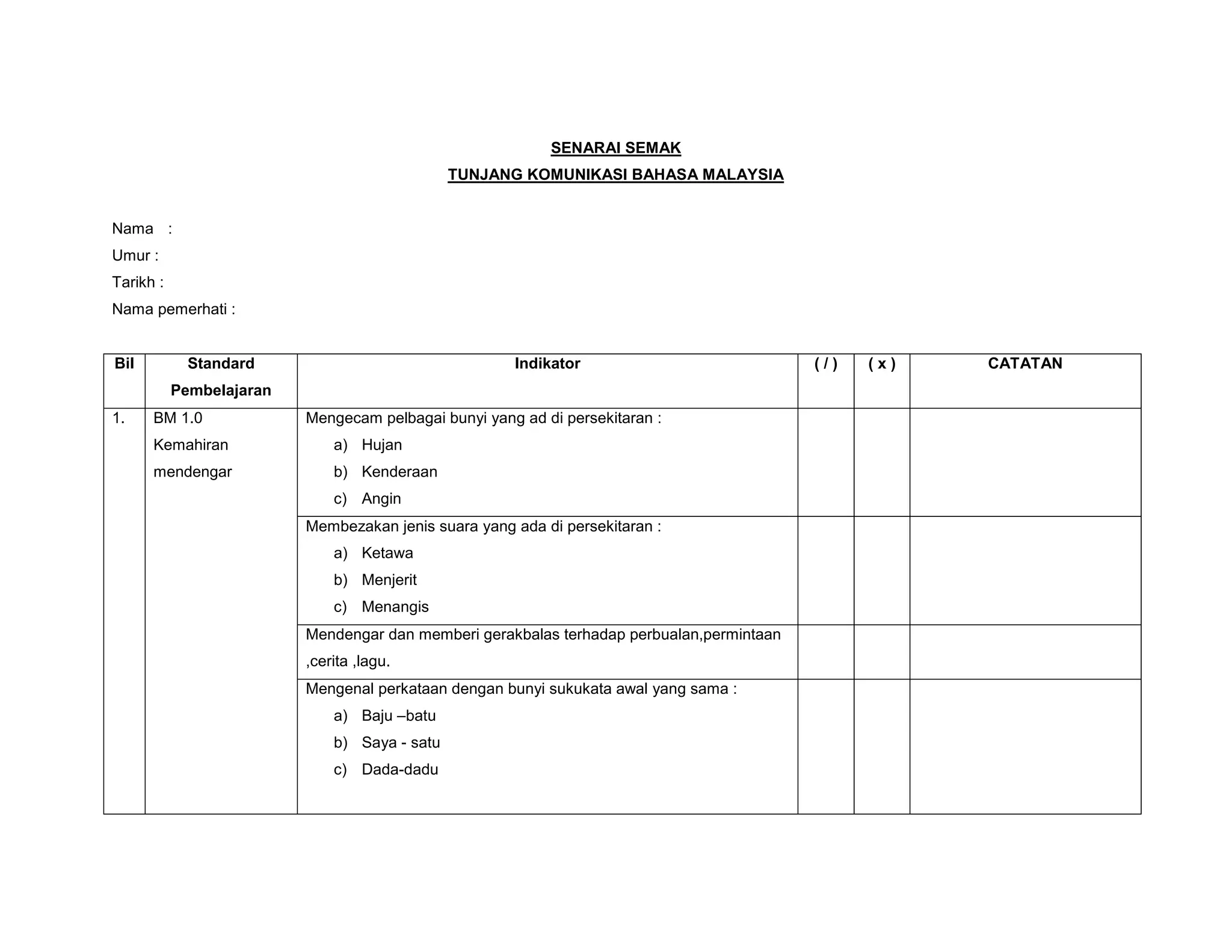 Senarai semak | DOCX