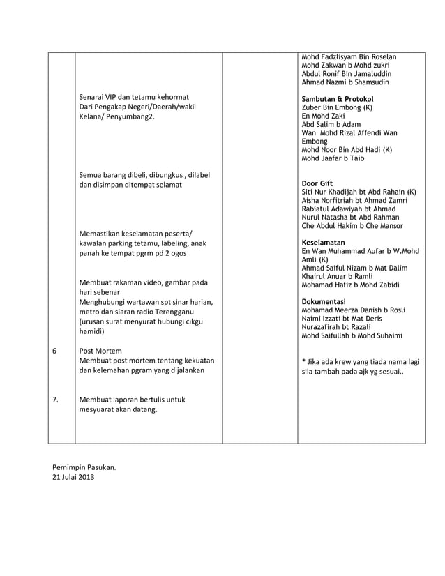 Senarai semak tugasan penyelaras program | PDF