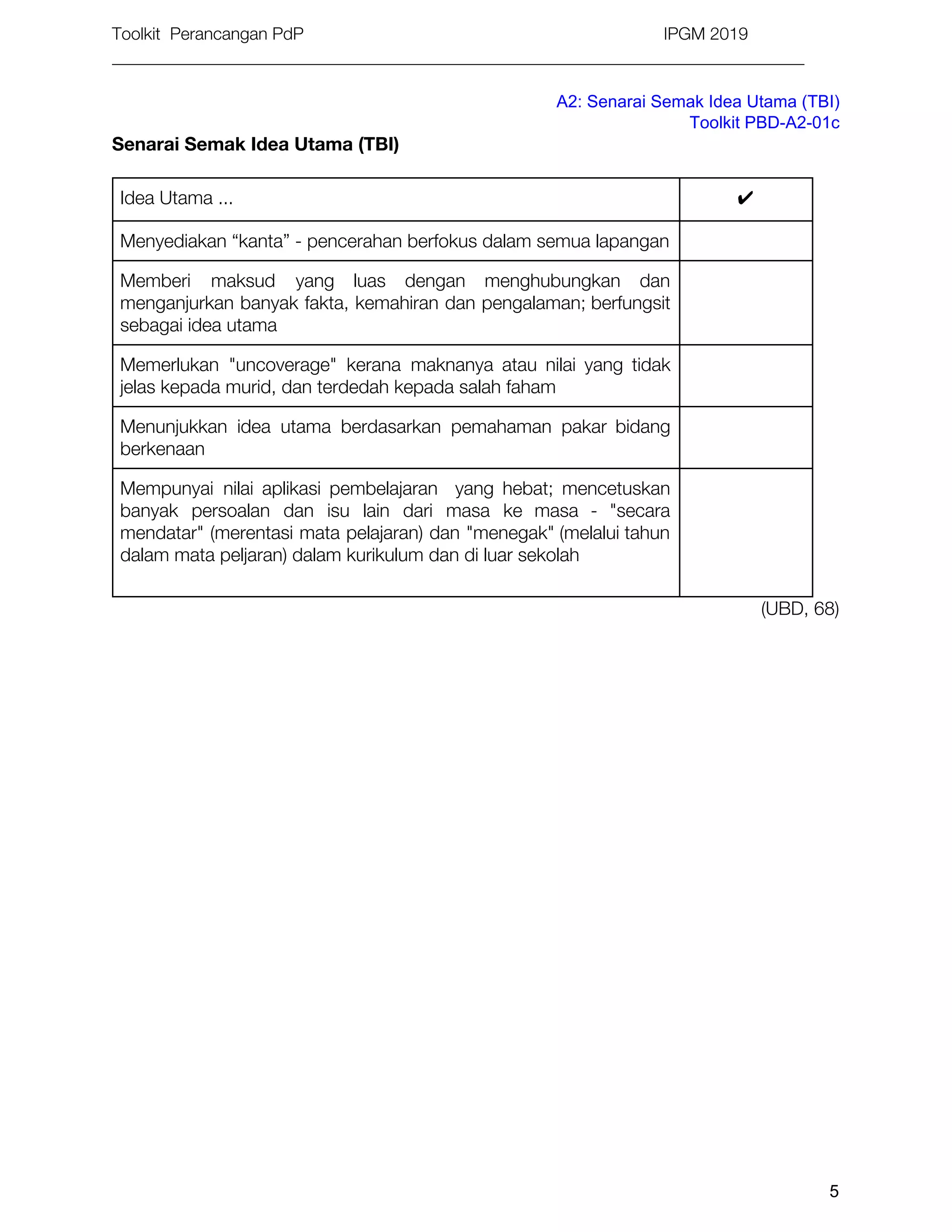 Senarai toolkit perancangan pd p (1) | PDF