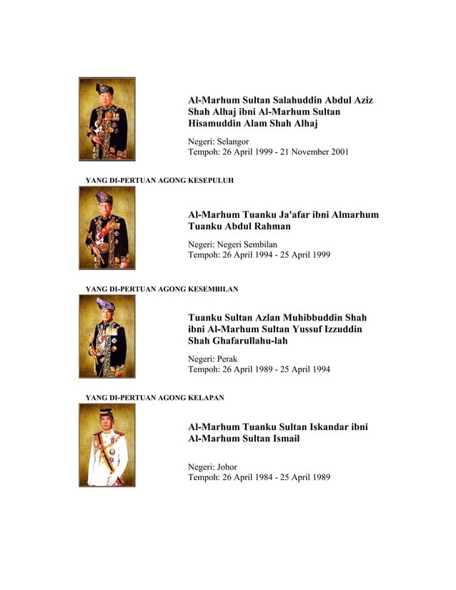 Senarai yang di pertuan agong | PDF