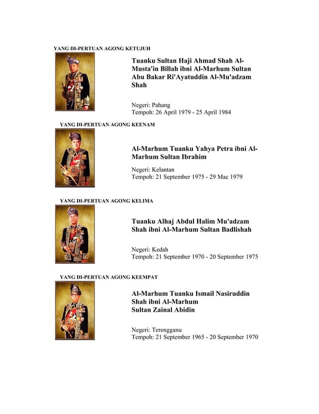 Senarai yang di pertuan agong | PDF