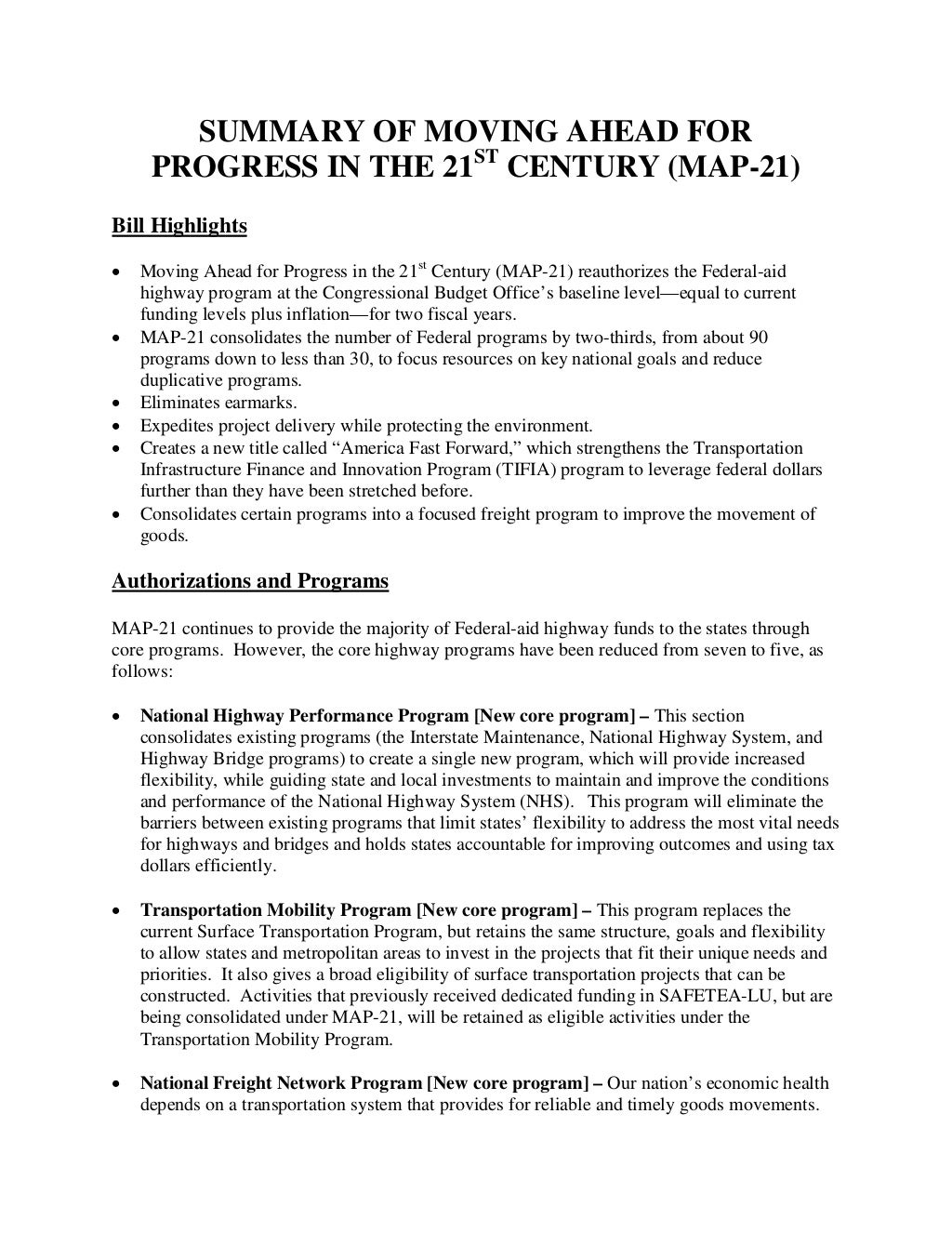 Senate Bill Summary 110411